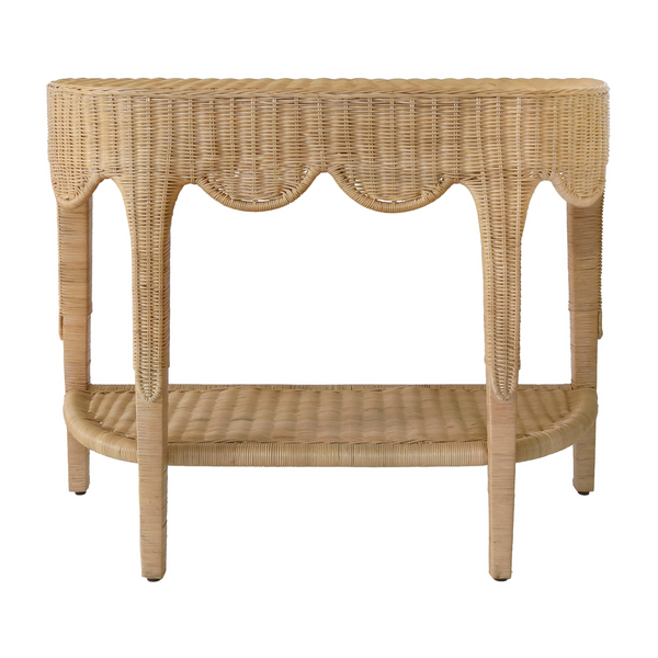 Selwyn Scalloped Wicker Demilune Table – Society Social