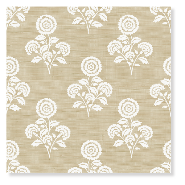 Flourish Block Print Wheat Faux Grasscloth Peel and Stick Wallpaper ...